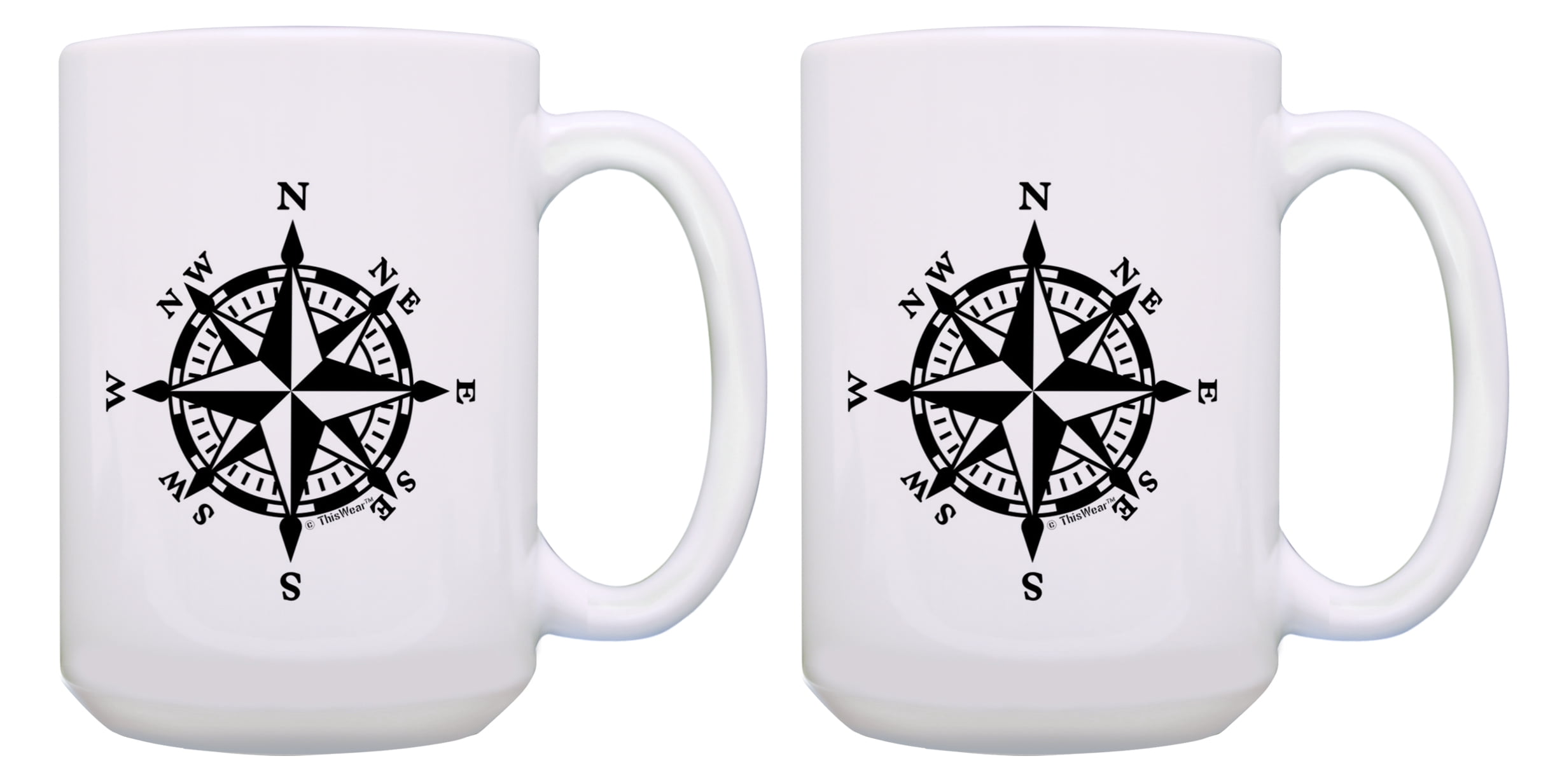 ThisWear Gifts for Travel Nautical Compass Hiking Compass Coffee Mugs ...