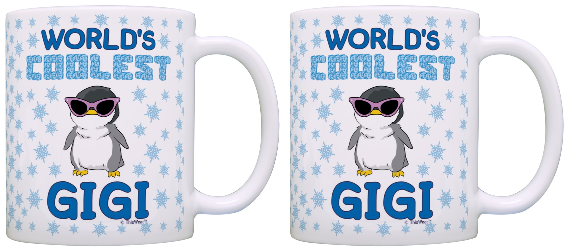 ThisWear Gigi Mugs World's Coolest Gigi Penguin 11 ounce 2 Pack Coffee ...