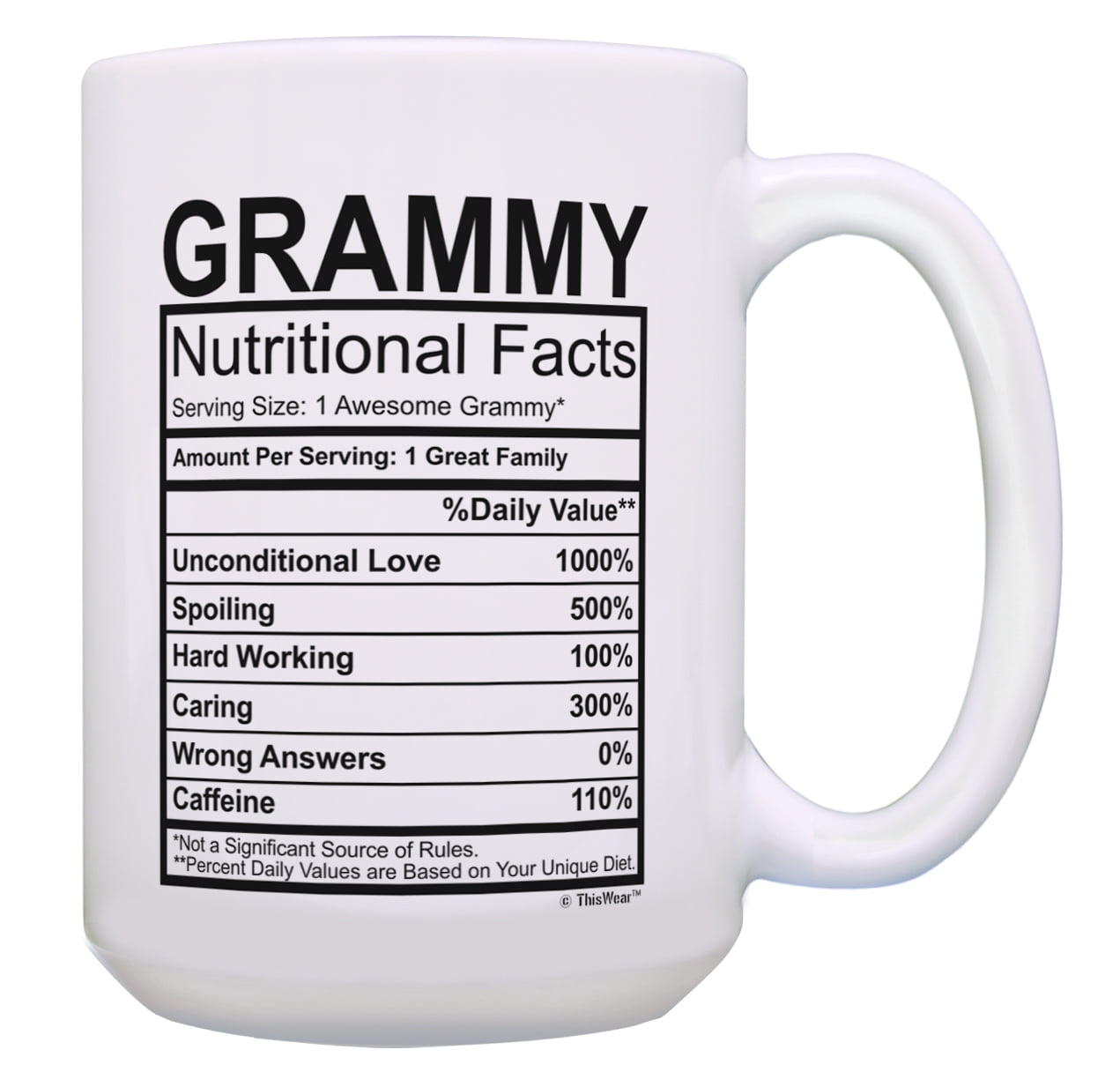 ThisWear Grammy Mug Grammy Nutritional Facts Grammy Presents Grammy ...