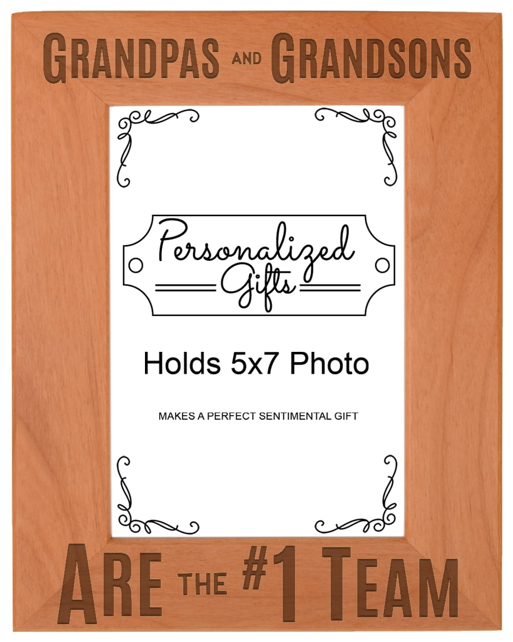 ThisWear Grandpa Gift Grandpas Grandsons are #1 Team Wood Laser 5x7 ...