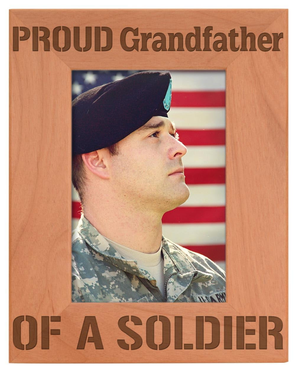 ThisWear Grandpa Gift Proud Grandfather of a Soldier Natural Wood ...