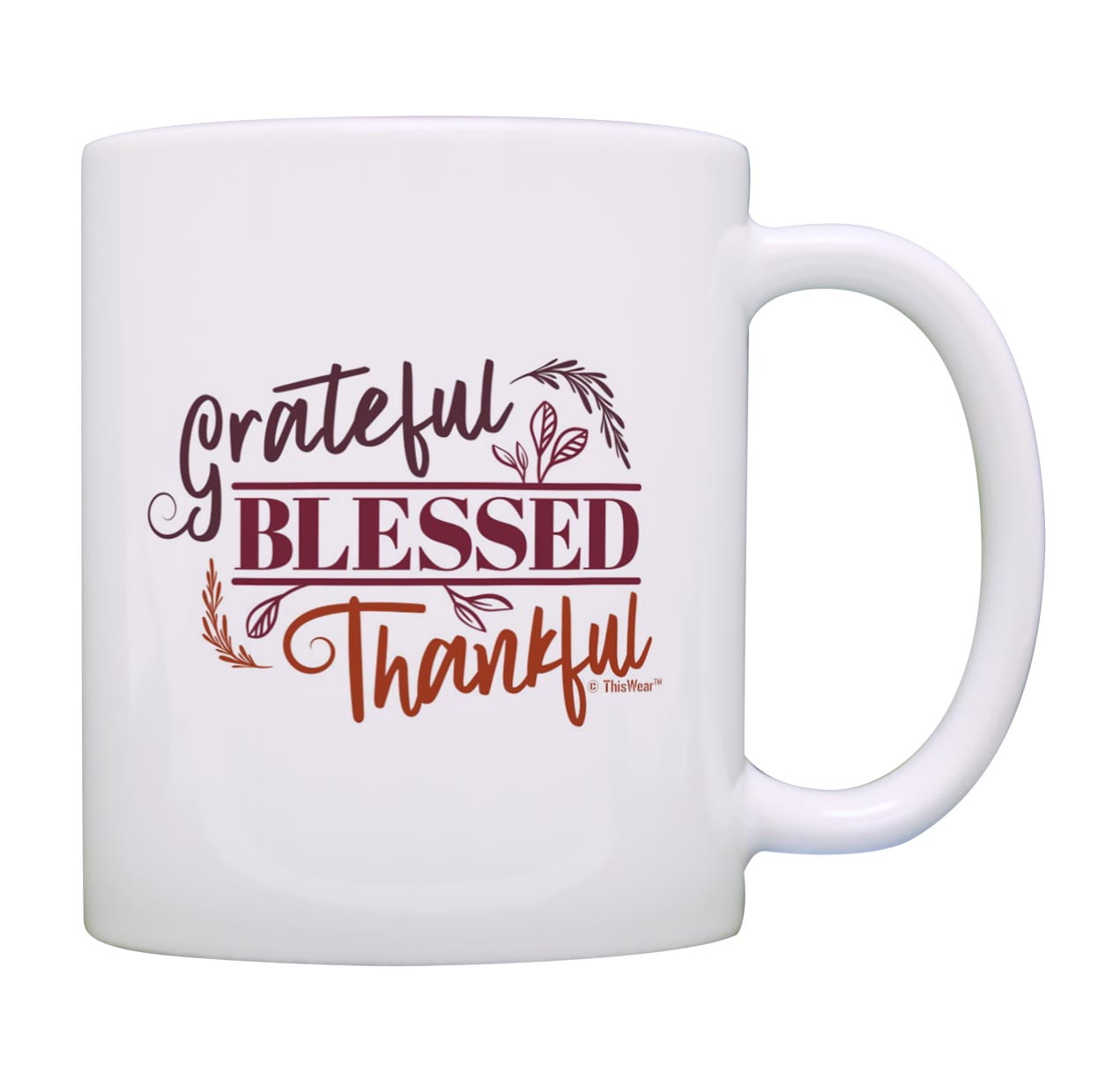 ThisWear Grateful Blessed Thankful Fall Word Art Ceramic 11oz Coffee ...