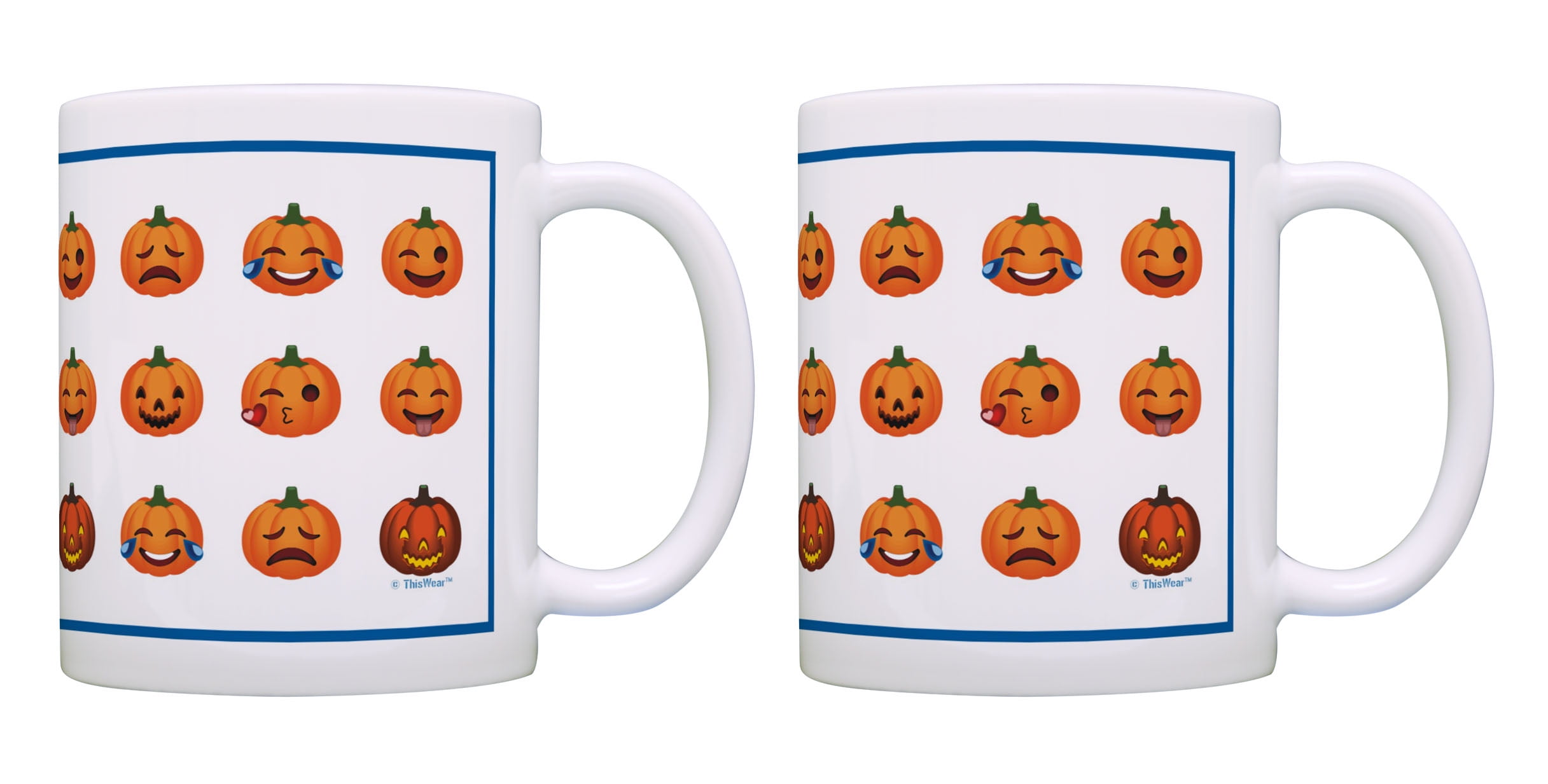 ThisWear Halloween Mug Set Pumpkin Halloween Emoji Jack-O-Lantern Mugs ...