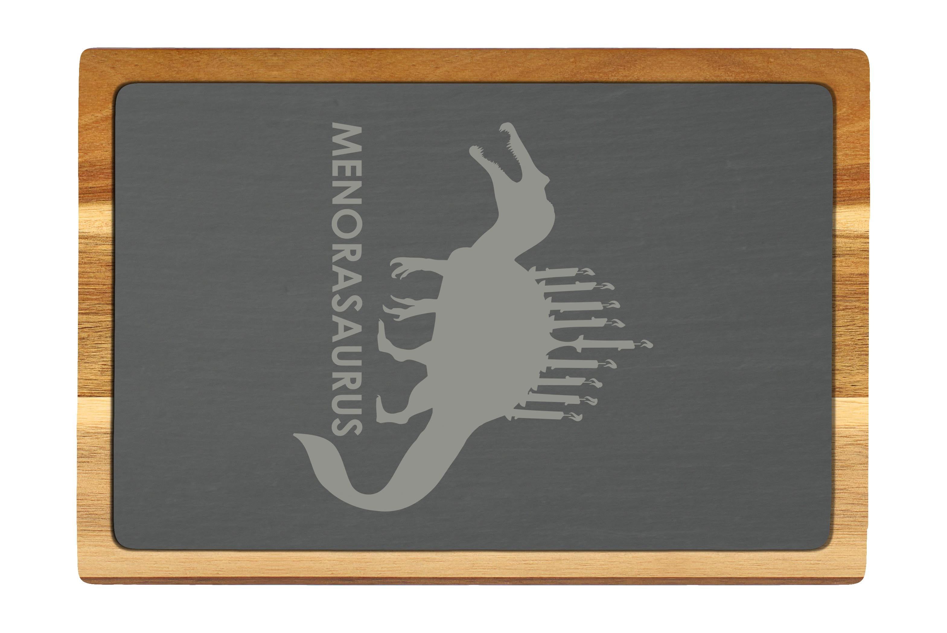 ThisWear Hanukkah Menorah Hanukkah Menorah-Saurus Rectangle Slate ...