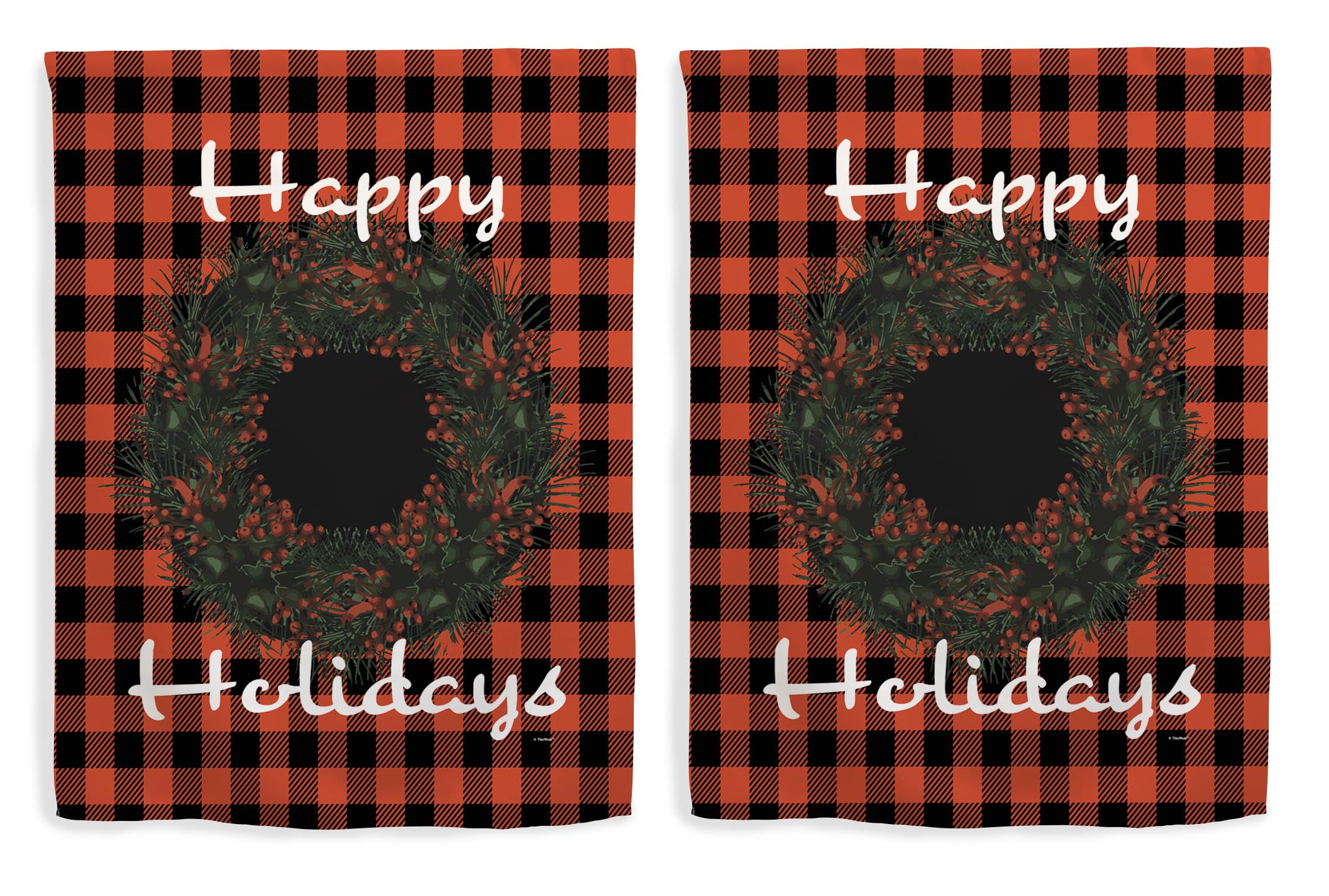 ThisWear Holiday Decor Happy Holidays Buffalo Plaid Winter Flag Set 2 ...