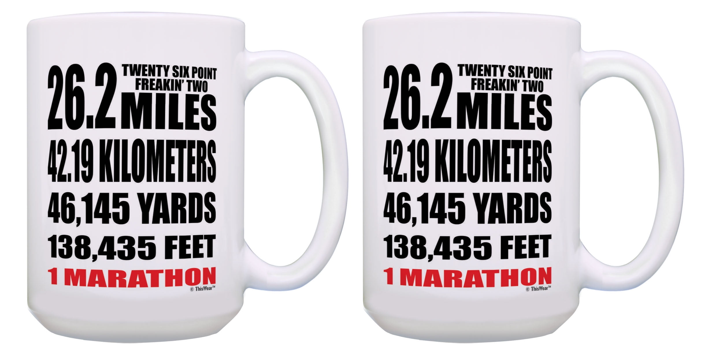 ThisWear Marathon Runner Cup 26.2 Miles Funny Running Mugs 2 Pack Gift ...