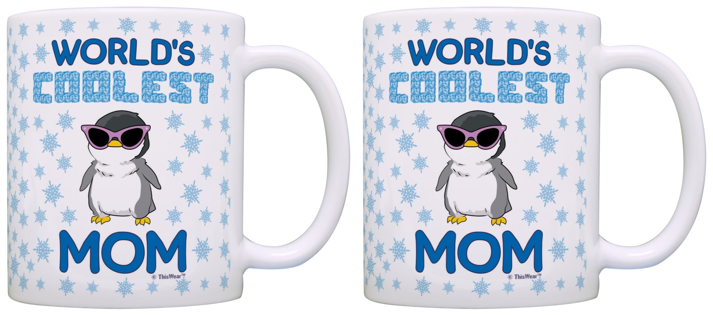 ThisWear Mom Mugs World's Coolest Mom Penguin Mom Mug 11 ounce 2 Pack ...