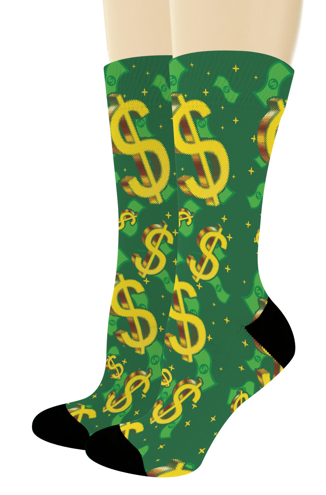 ThisWear Money Print Socks Dollar Sign Dollar Bill Socks Lucky Socks ...