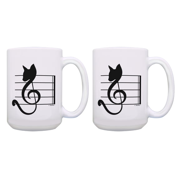 ThisWear Music Coffee Mug Cat Treble Clef Cat Lover and Music Lover ...