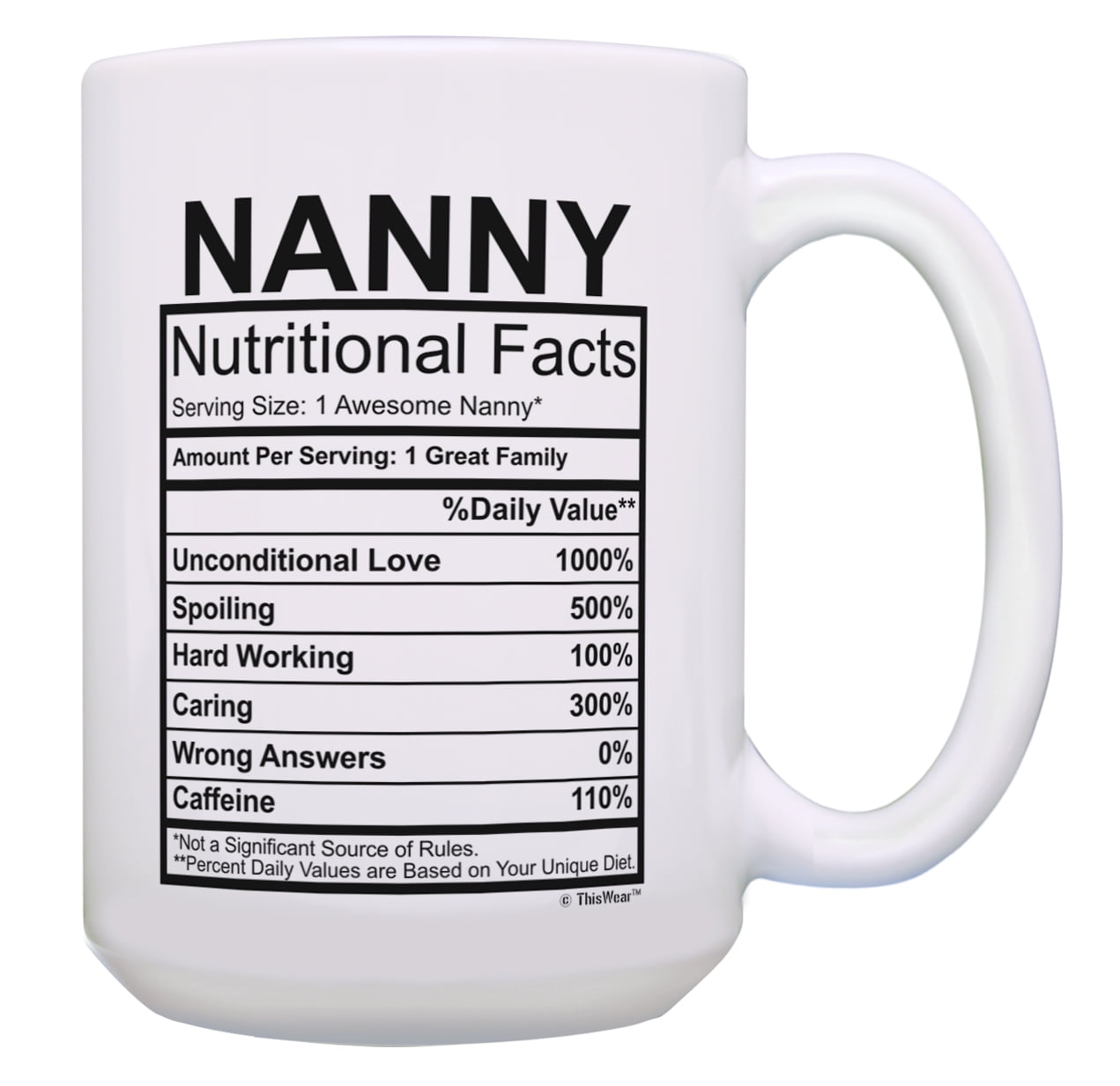 ThisWear Nanny Mug Nanny Nutritional Facts Nanny Presents Nanny Coffee ...