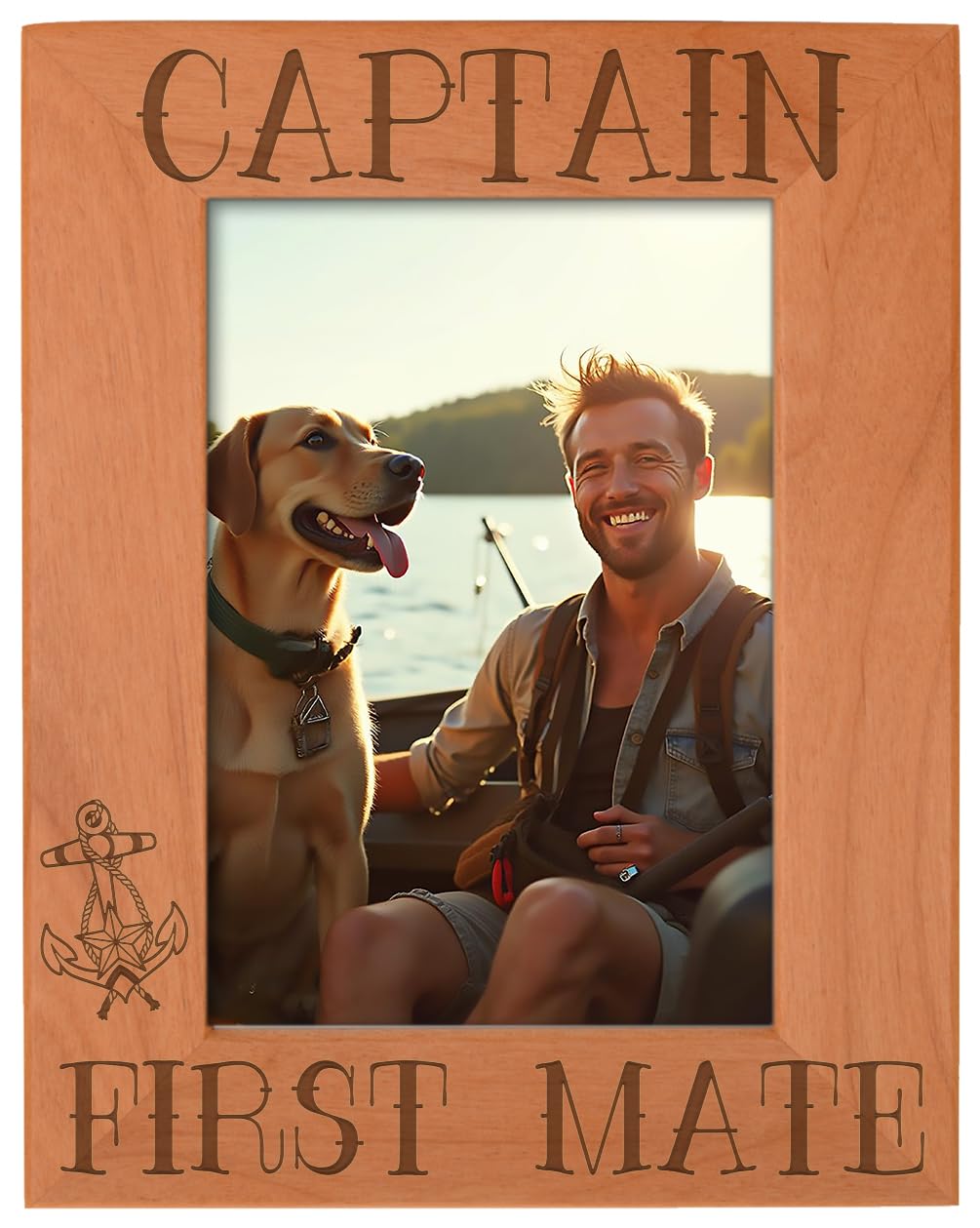 ThisWear Nautical Gift Sail Captain First Mate Anchor Natural Wood ...