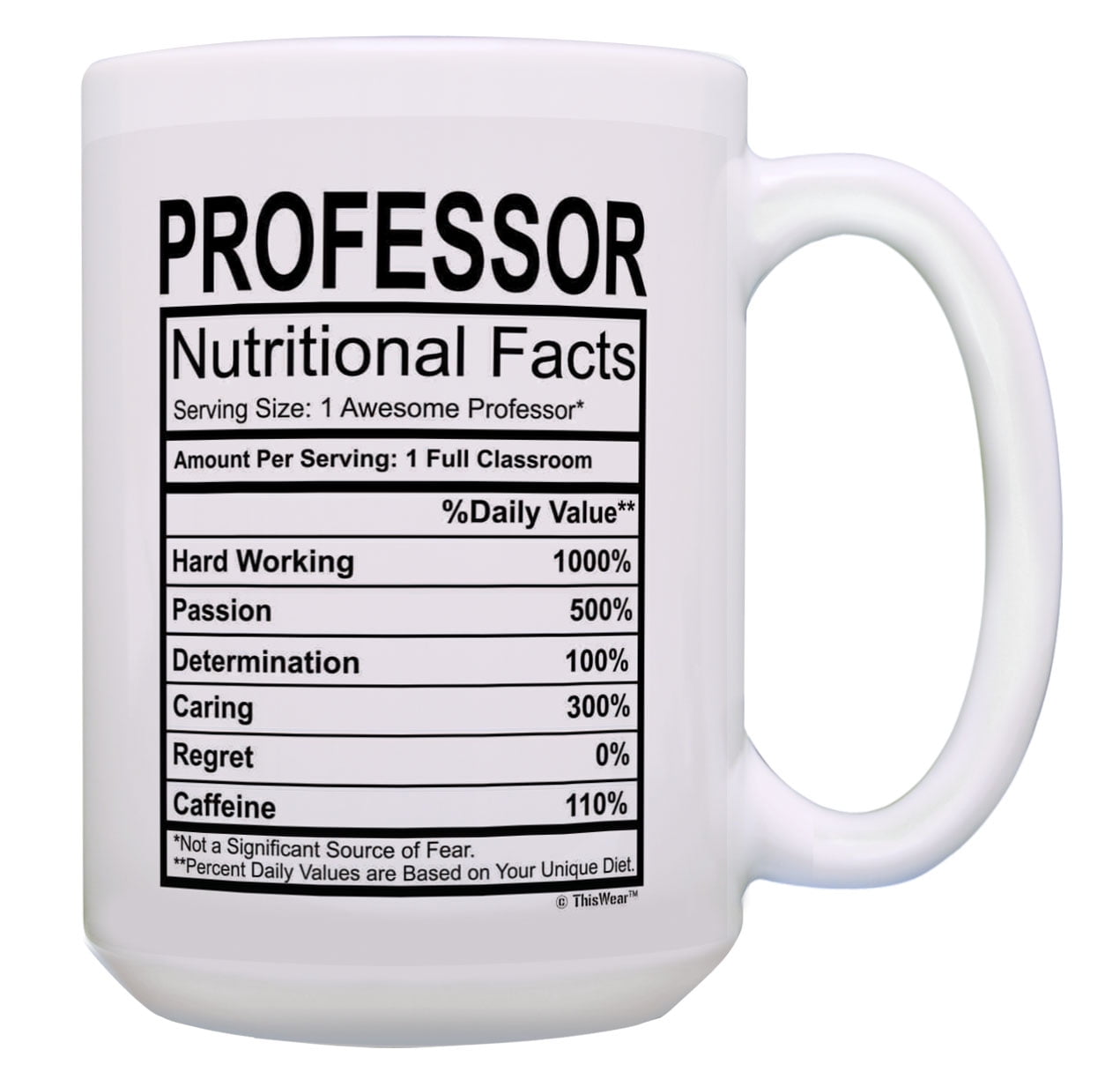 ThisWear Professor Mug Professor Nutrition Facts Professor Appreciation ...