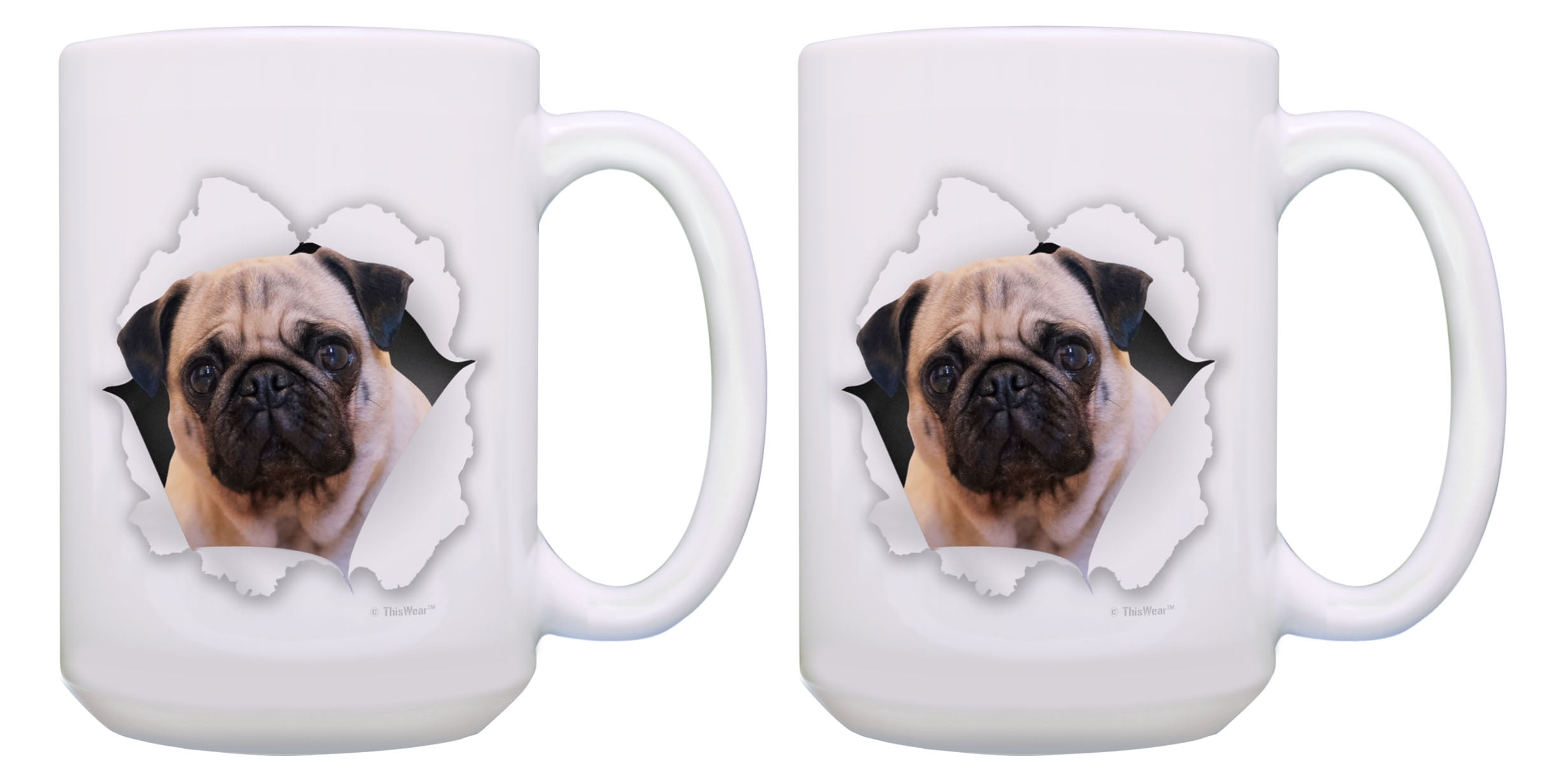 ThisWear Pug Dog Coffee Mug Set Dogs Head Pug Coffee Mug Set 2 Pack ...