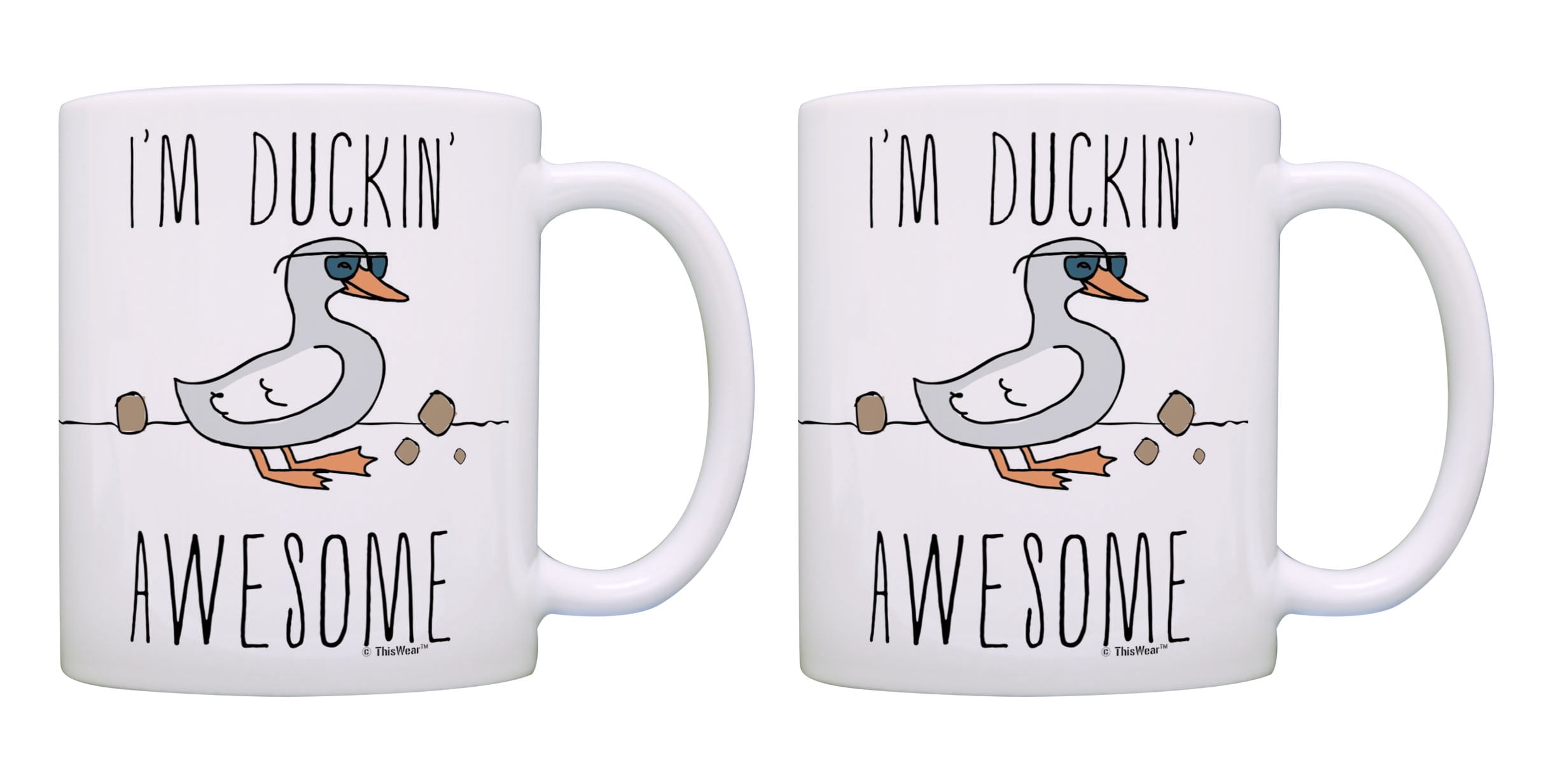 ThisWear Pun Mugs I'm Duckin Awesome Sunglasses Duck Coffee Cup Joke ...