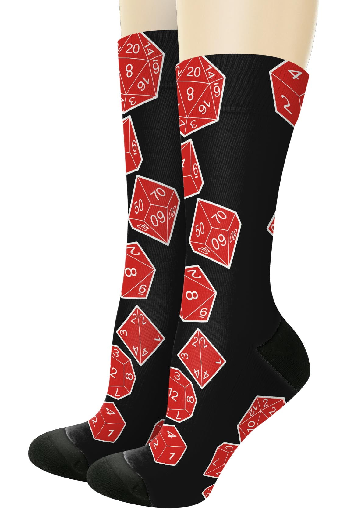 ThisWear RPG Gamer Socks Table Game RPG Red Polyhedral Dice D20 1-Pair ...