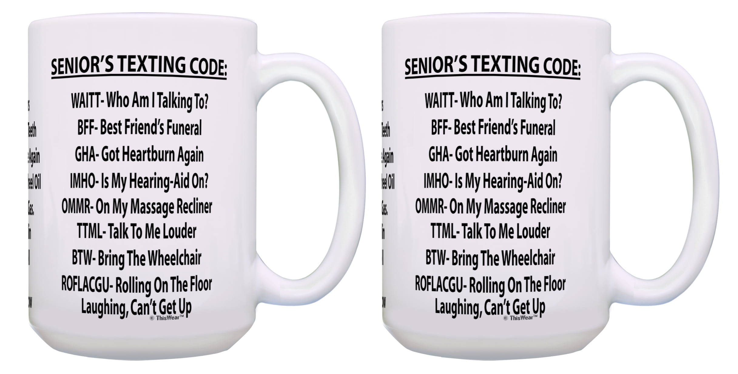 ThisWear 15oz Retirement Gift Set, Senior's Texting Code, Funny Retired ...