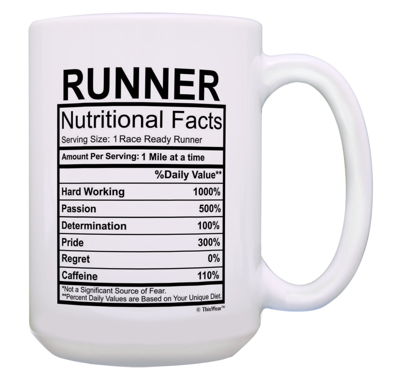 ThisWear Running Gifts Runner Nutrition Facts Run Cup Runners Mug Track ...