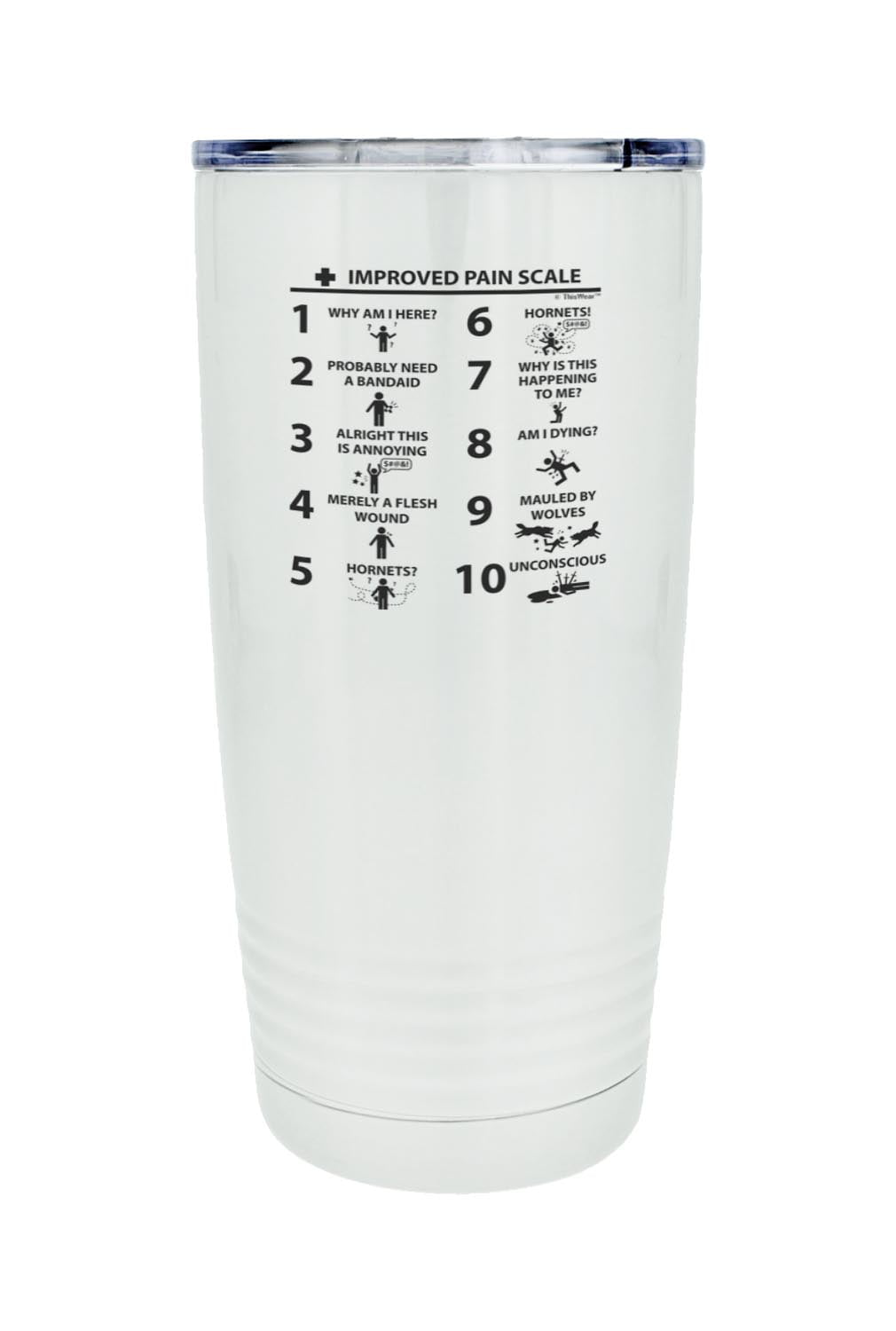 ThisWear Sarcastic Improved Pain Scale Chart 20oz Stainless Steel ...