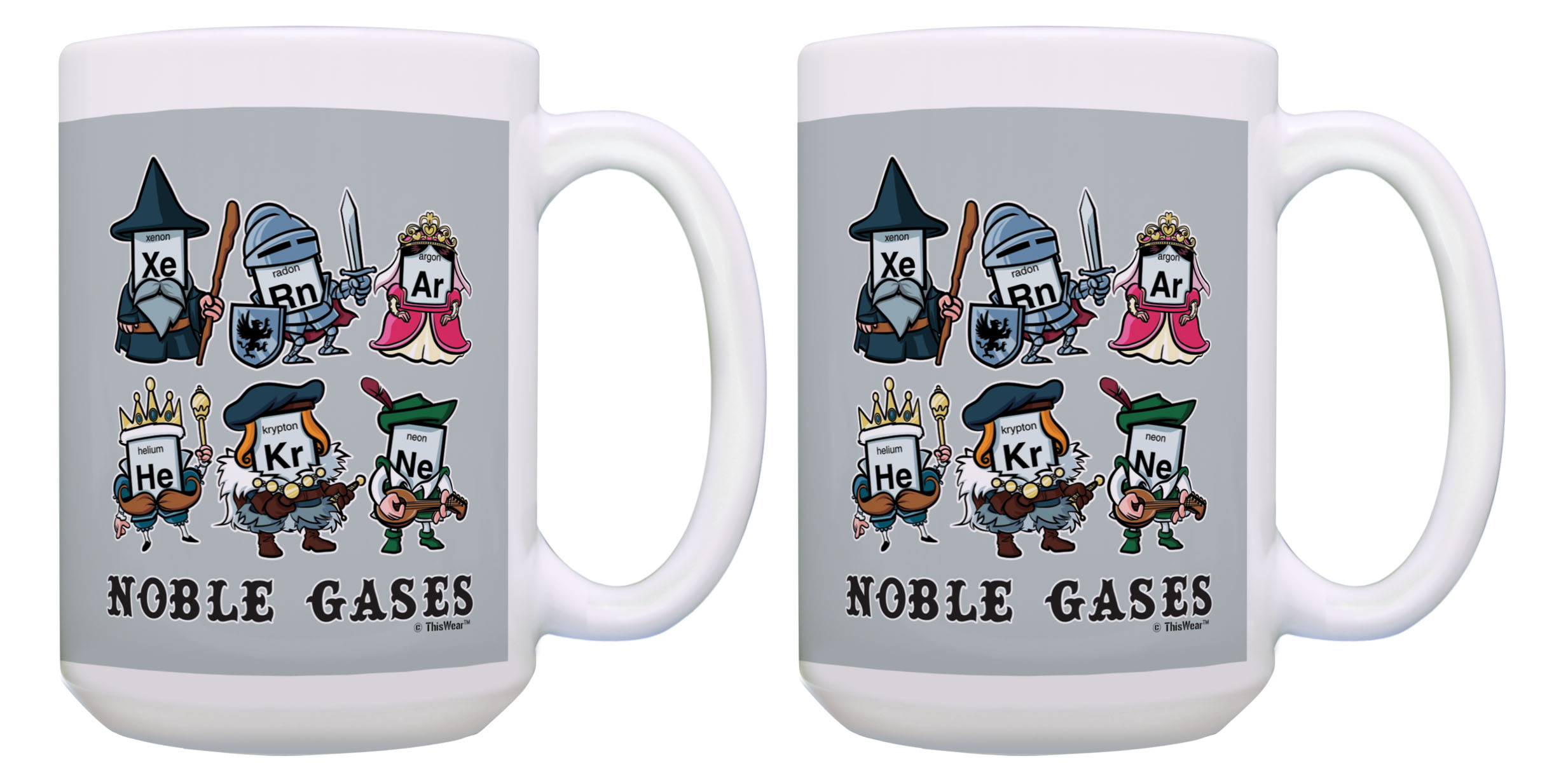 ThisWear Science Teacher Mug Set Noble Gases Periodic Table Pun 2 Pack ...