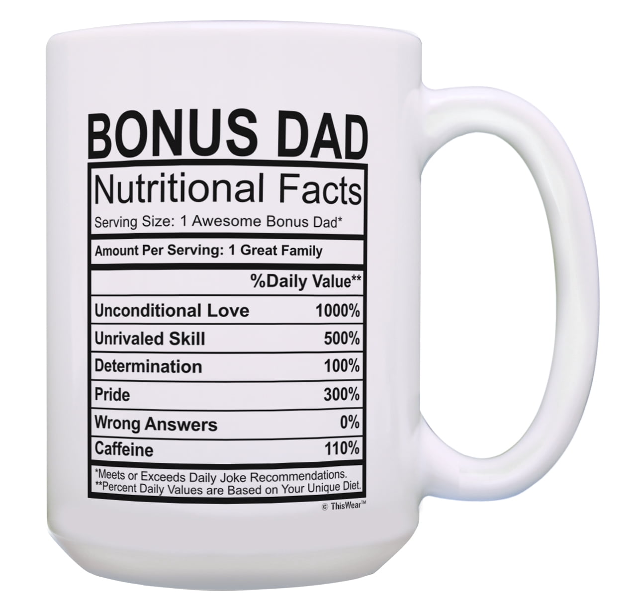 ThisWear Stepdad Gifts Bonus Dad Nutritional Facts Cup Stepdad Birthday ...