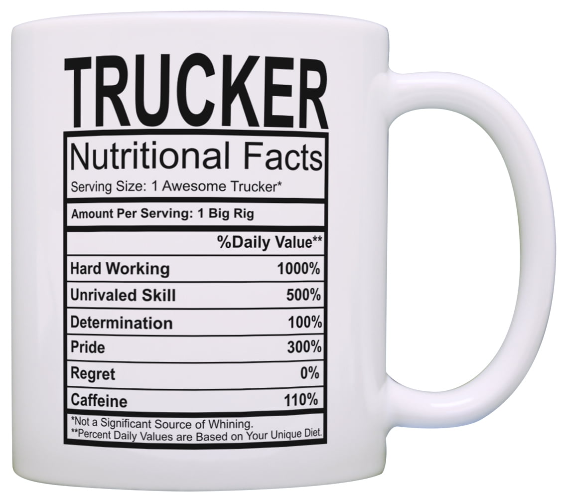 ThisWear Truck Driver Gifts Trucker Nutritional Facts Label Big Rig ...