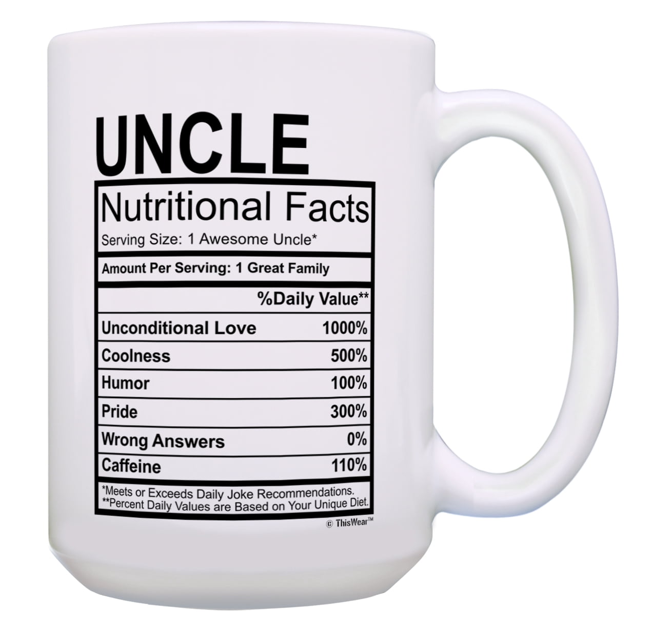 ThisWear Uncle Gifts for Men Uncle Nutritional Facts Uncle Gag Gift ...