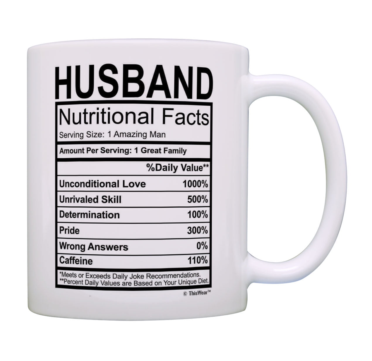 ThisWear Wedding Anniversary Mug Husband Nutrition Facts Serving Size 1 ...