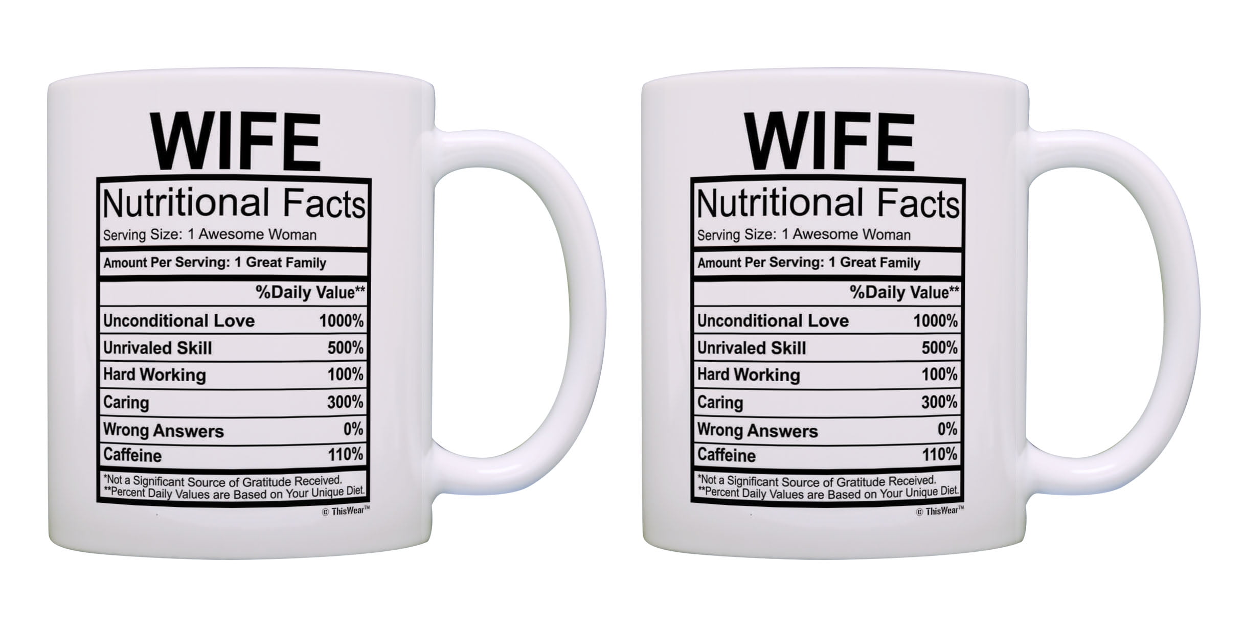 ThisWear Wife Mug Set Wife Nutritional Facts Label Wife Coffee Cups 11 ...