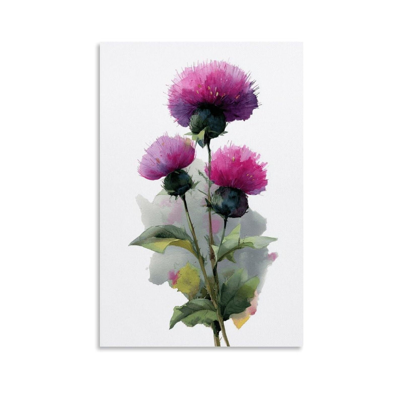 Thistle Painting Wildflowers Watercolor Floral Wall Art Flowers Canvas Print Scottish Flowers ...