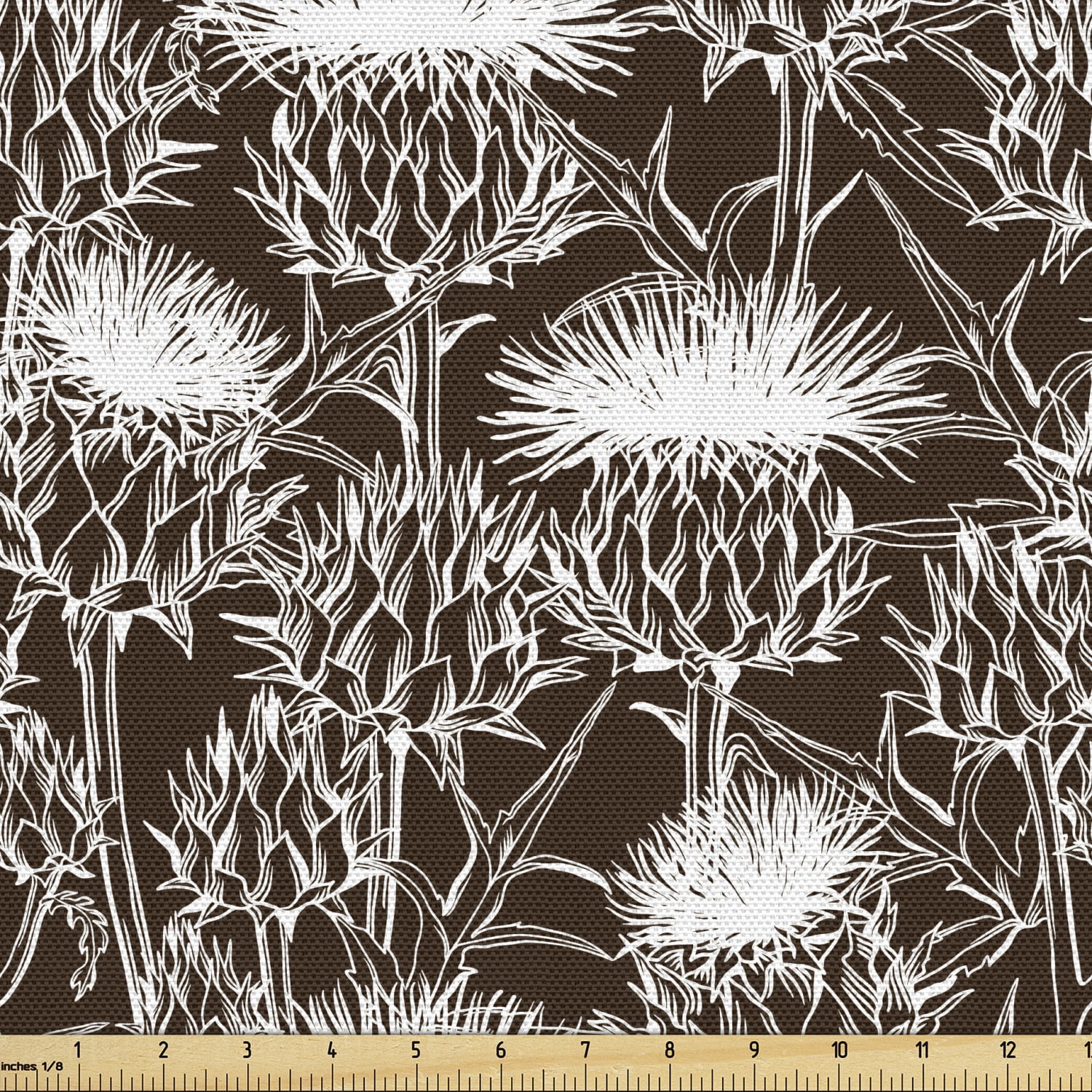Ambesonne Thistle Fabric by the Yard Upholstery, Silhouette Flowers, 5 ...