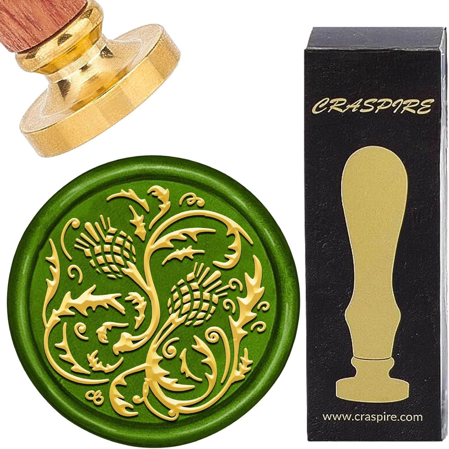 Thistle Wax Seal Stamp Sealing Wax Stamps Flower Leaves 30mm Brass Head with Wood Handle Leaf ...