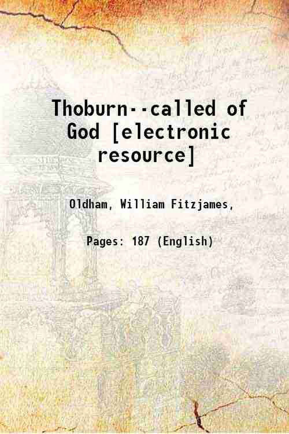 Thoburn--called of God 1918 - Walmart.com