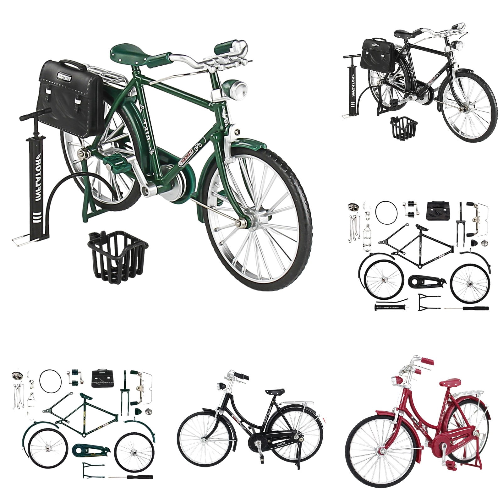 Thogive Mini Bike Toys, Simulation Vintage Bicycle Model Miniature Toys ...