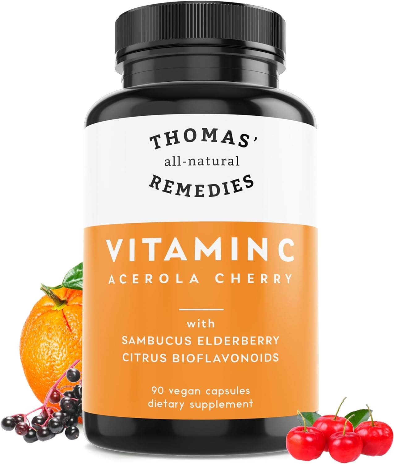 Thomas' Vegan Vitamin C with Organic Elderberry, 90 Capsules - Non-GMO ...