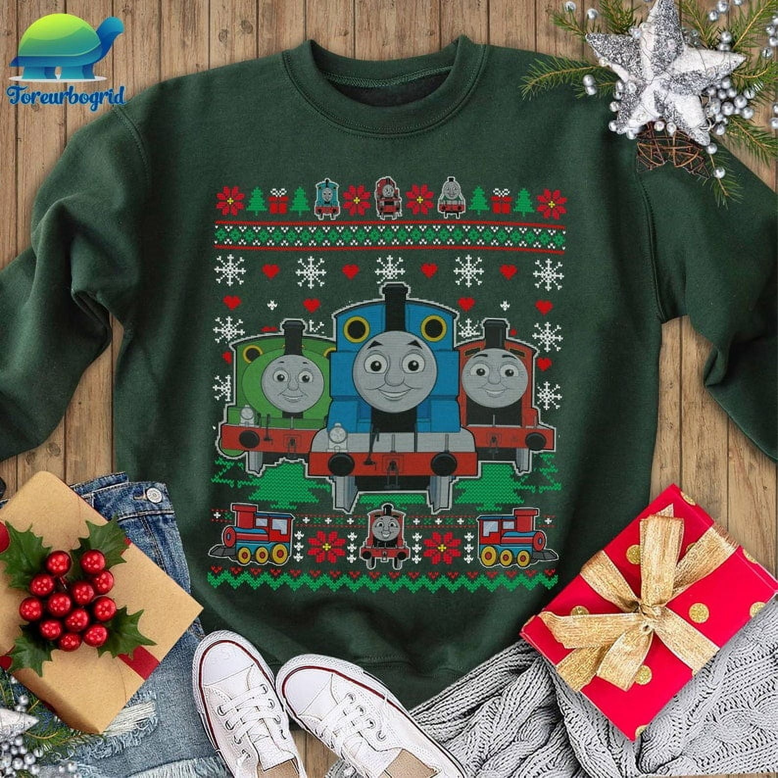 Thomas And Friends All Engines Go Ugly Xmas Shirt | Thomas And Friends ...