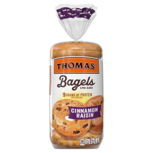 Thomas Bagels Pre-Sliced Cinnamon Raisin 6 Count - Walmart.com