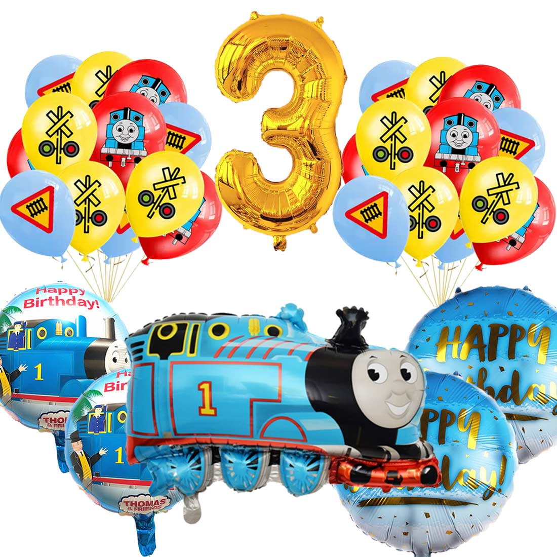 Thomas Balloons Party Supplies 3rd Big Number Decorations Decor Kit ...