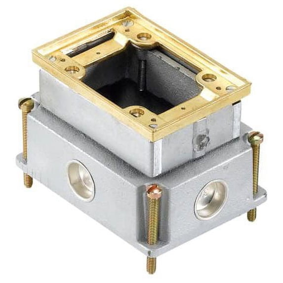 Thomas & Betts 641 Single Gang Cast Iron Deep Floor Box Brass Trim ...