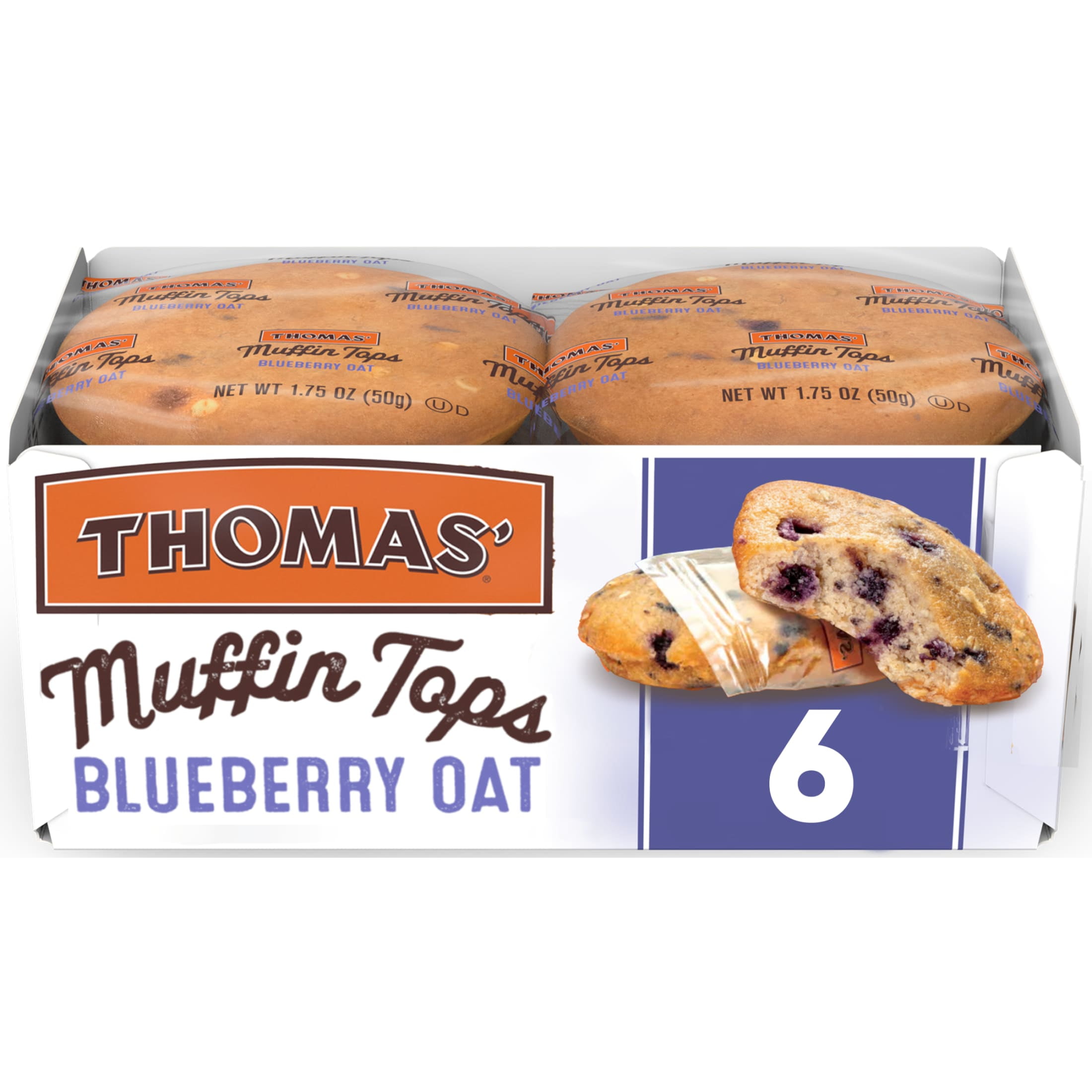 Thomas' Blueberry Oat Muffin Tops, 6 packs, Blueberry Muffin Tops, 10.5 ...
