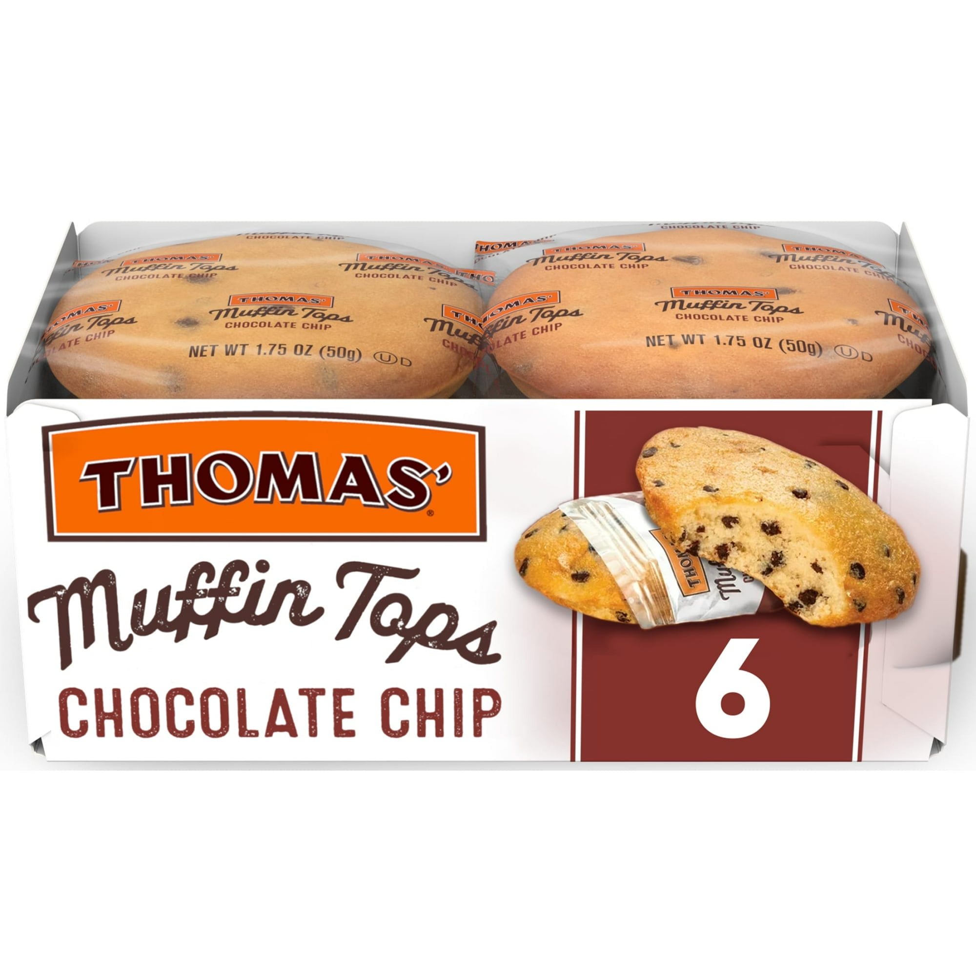 Thomas', Chocolate Chip Muffin Tops, 6 Packs, 10.5 oz Box, Pack of 2 ...