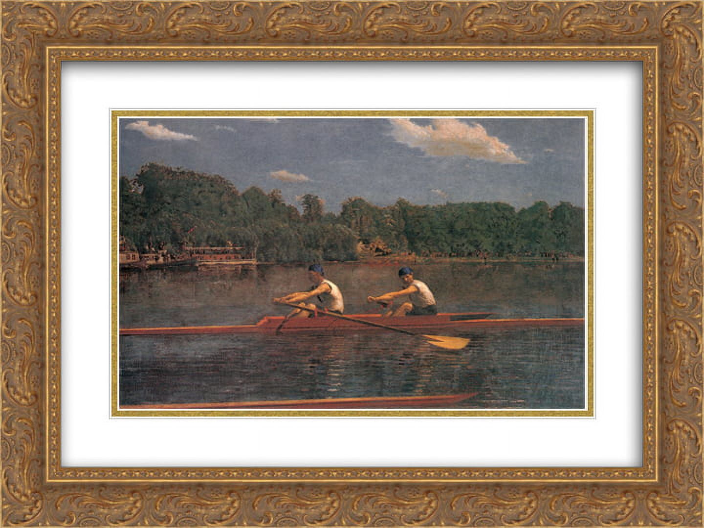 Thomas Eakins 2x Matted 24x18 Gold Ornate Framed Art Print 'The Biglin Brothers Racing ...