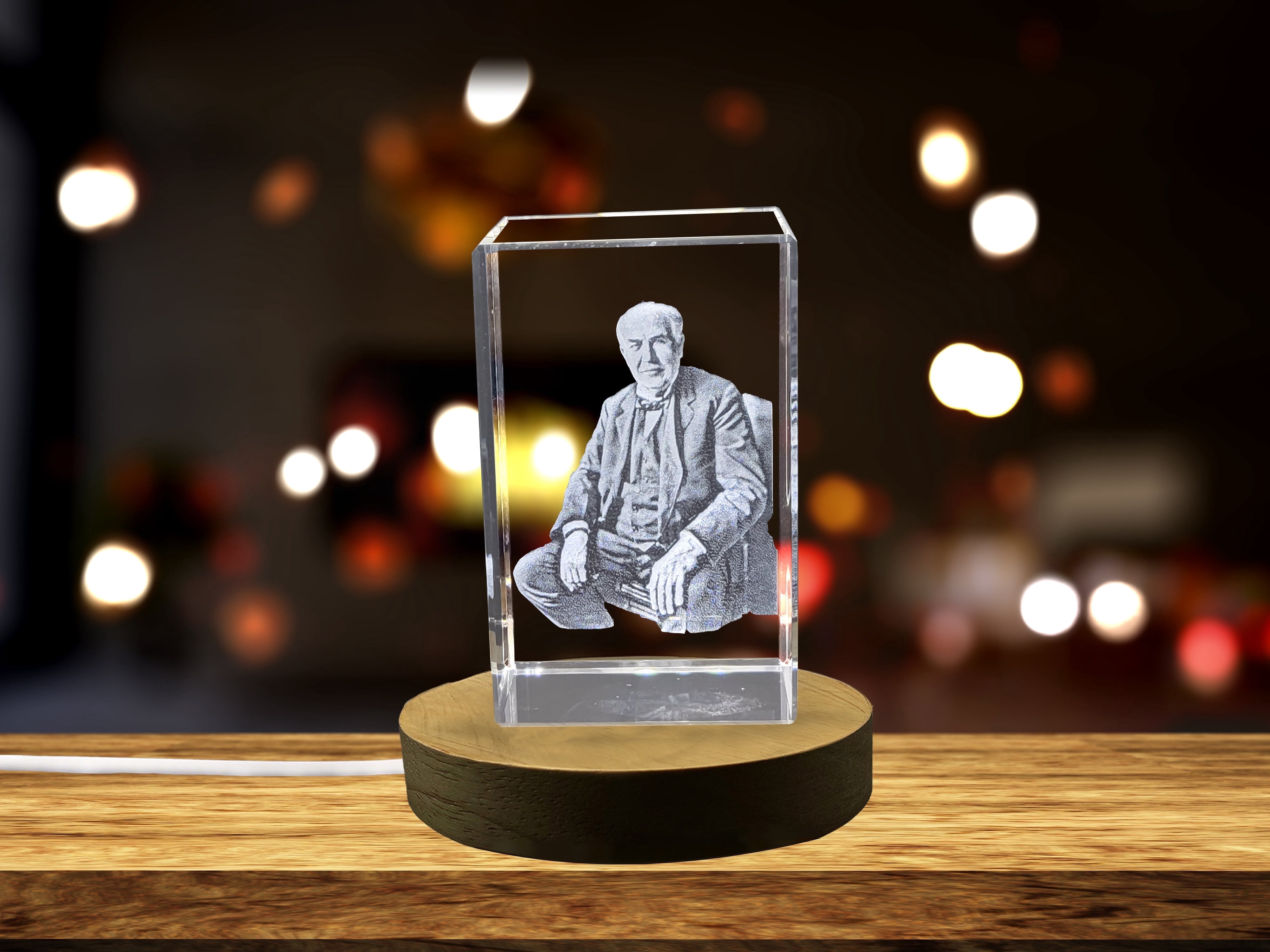 Thomas Edison Engraved 3D Crystal , a Unique Invention Gift for Edison ...