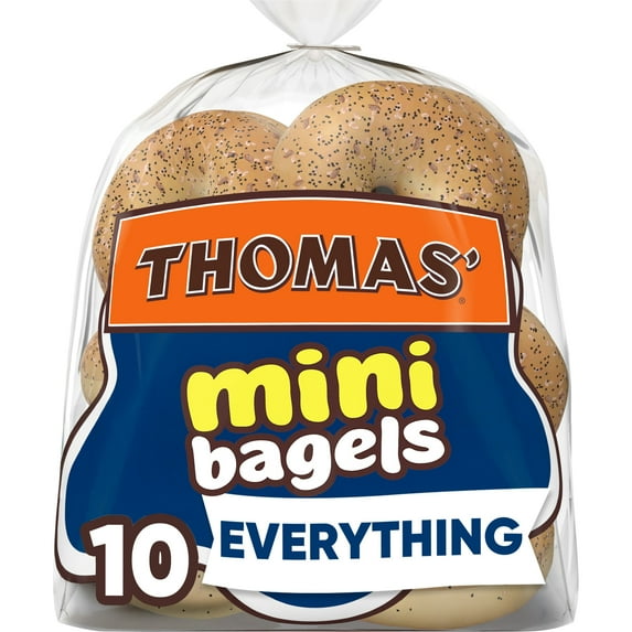 Thomas' Everything Mini Bagels, Soft Pre-sliced, 10 Count, Tasty ...