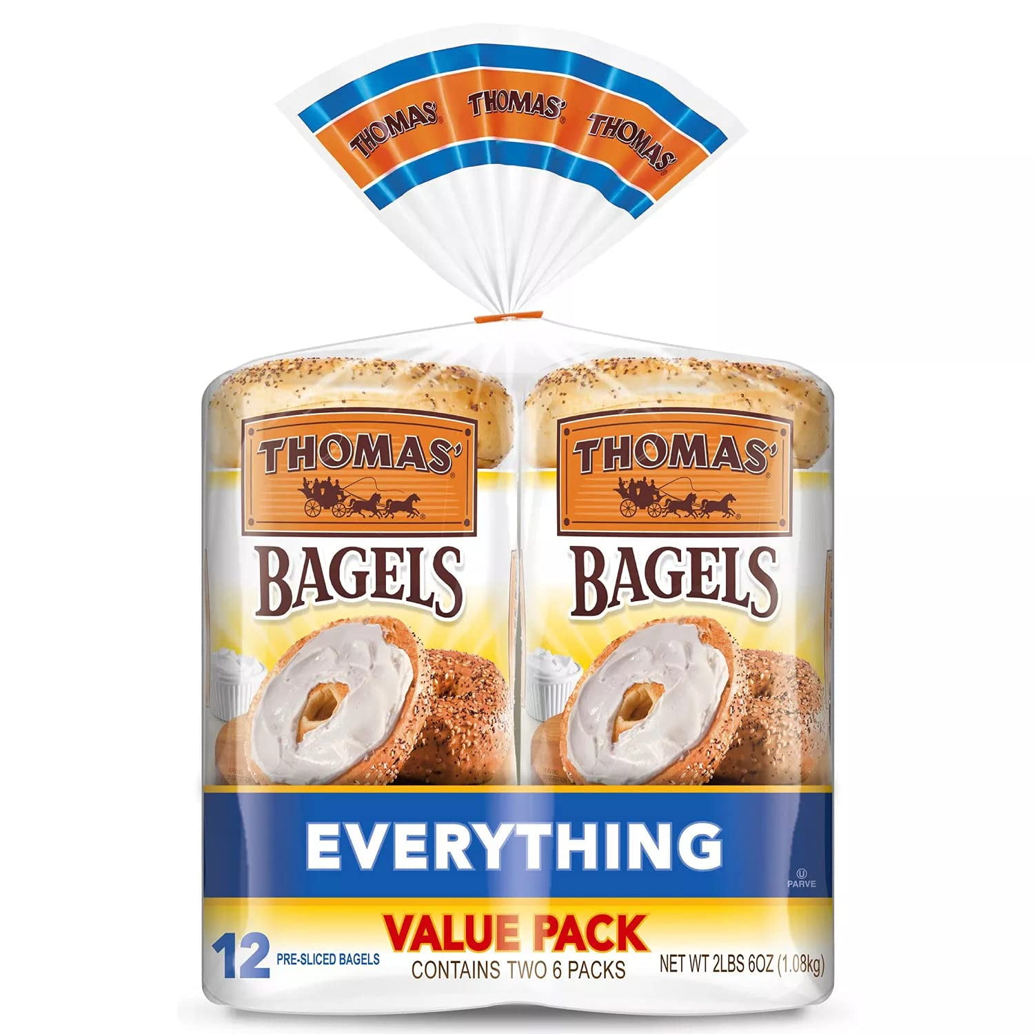 Thomas' Everything Soft and Chewy 12 Pre Sliced Bagels, Value Pack - 1 ...