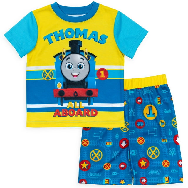 Thomas & Friends Tank Engine Toddler Boys Pajama Shirt Shorts Sleep Set ...