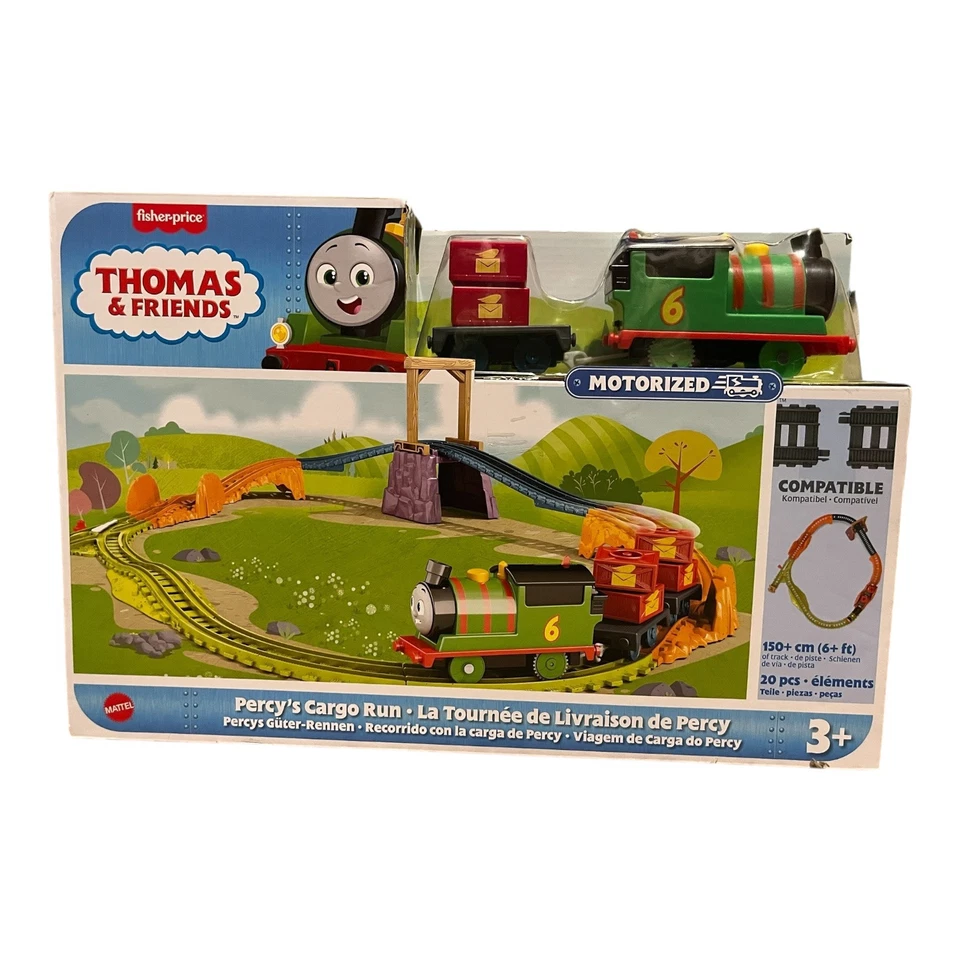 Thomas Friends engine Percy's Cargo Run Playset Motorized 6 ft of track ...