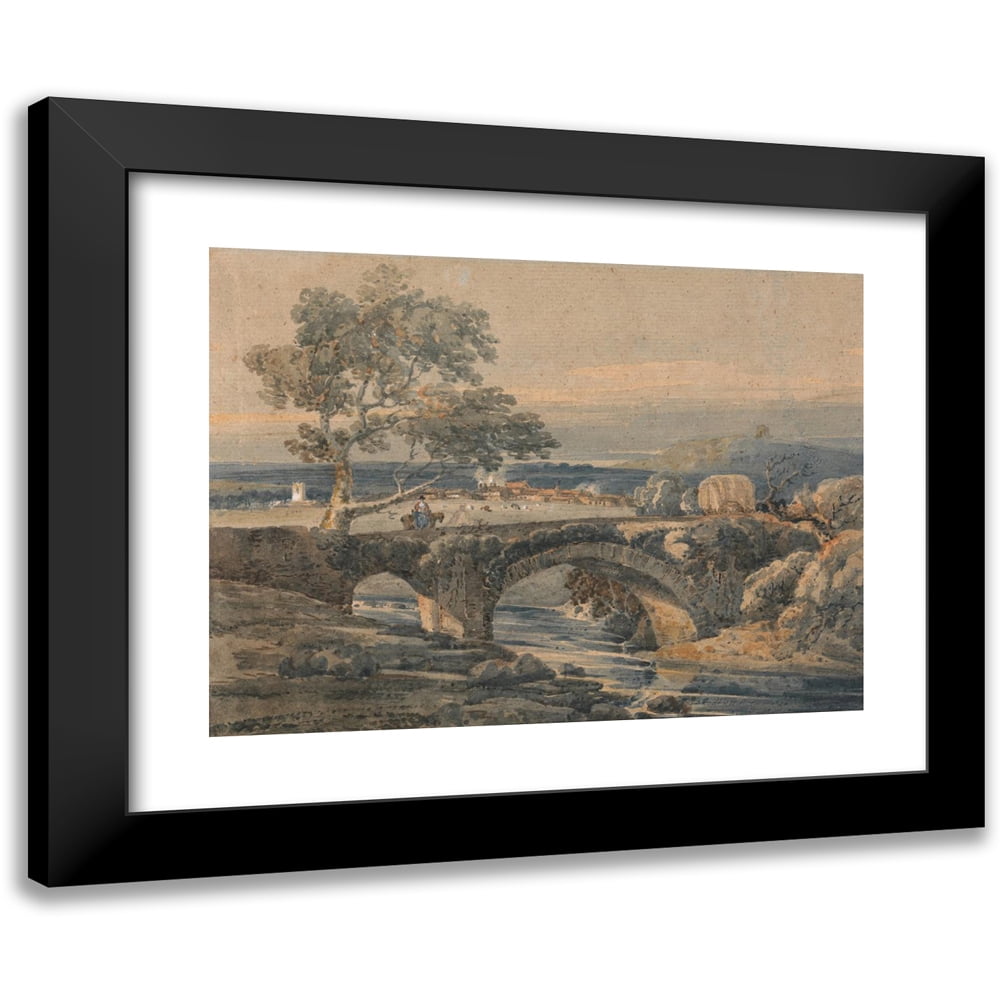 Thomas Girtin 14x11 Black Modern Framed Museum Art Print Titled - The Old Bridge in Devon ...