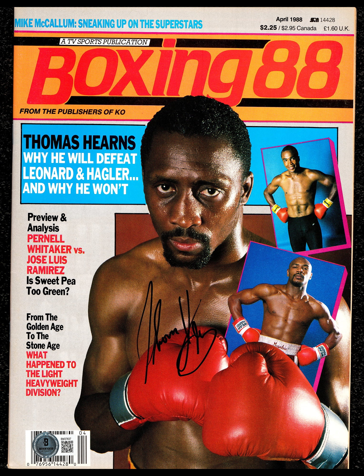 Thomas Hit Man Hearns Autographed Magazine Beckett BAS QR #BM37837 - Walmart.com