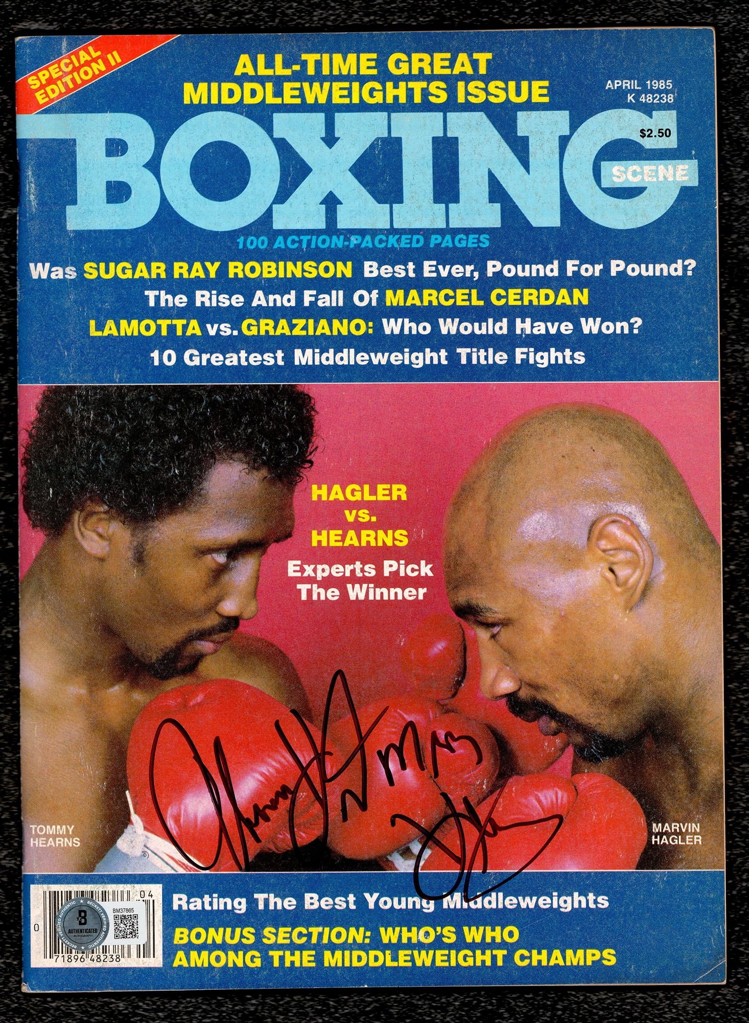 Thomas Hit Man Hearns Autographed Magazine Beckett BAS QR #BM37865 - Walmart.com
