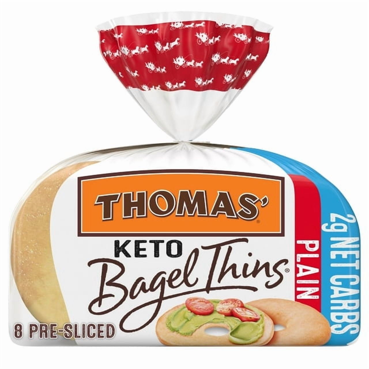 Thomas' Keto Plain Bagel Thins 8 count, Pre-sliced Bagels 13 oz Bag ...